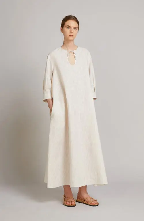 MM BY MAX MARA Memo Stripe Linen & Cotton Canvas A-line Dress