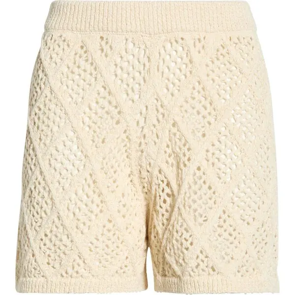 Elan Openwork Knit Cover-up Shorts - Natural