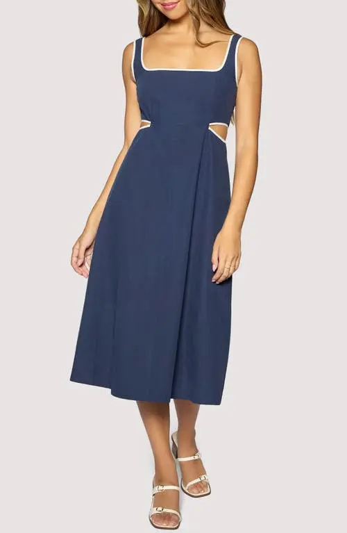 LOST + WANDER Coastal Riviera Cotton Midi Dress - Navy