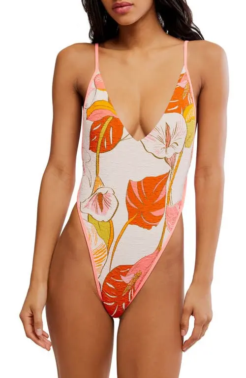 FREE-EST BY FREE PEOPLE Printed One-piece Swimsuit - Pura Vida Blush