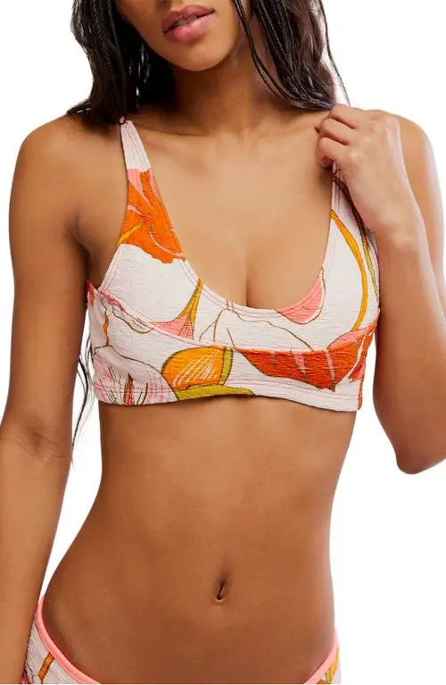 Free People Printed Farrah Bralette Bikini Top - Pura Vida Blush