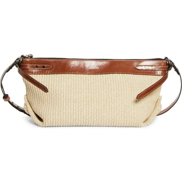 Isabel Marant Wardy Raffia & Leather Crossbody Bag - Natural/cognac