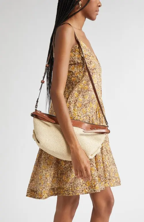 Isabel Marant Wardy Raffia & Leather Crossbody Bag
