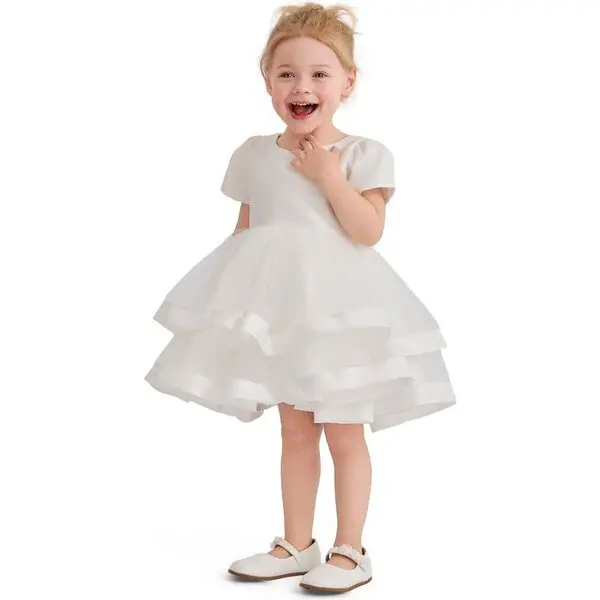 TULLEEN Satin Bow Tulle Dress - White