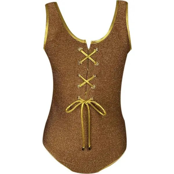 NESSI BYRD Eyelet One-piece Swimsuit - Brown