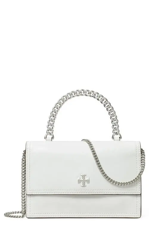 Tory Burch Kira Distressed Mini Top Handle Wallet On A Chain - Bianco
