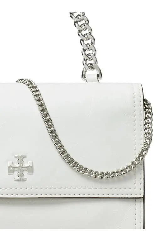 Tory Burch Kira Distressed Mini Top Handle Wallet On A Chain - Bianco