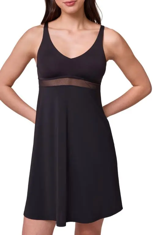 MONTELLE INTIMATES Mysa Sheer Mesh Inset Chemise - Black