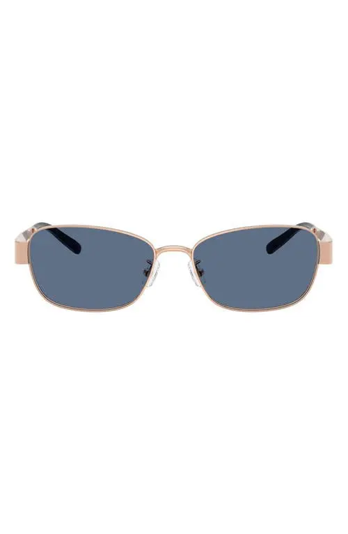 Tory Burch 55mm Gradient Polarized Rectangular Sunglasses - Light Rose Gold/blue