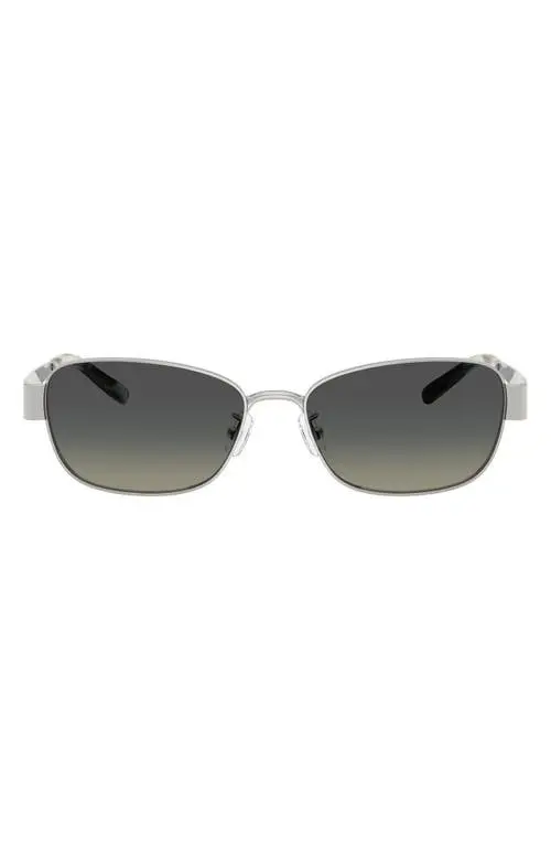 Tory Burch 55mm Gradient Polarized Rectangular Sunglasses - Silver/grey Gradient