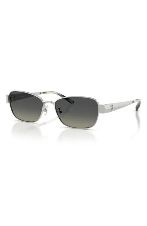Tory Burch 55mm Gradient Polarized Rectangular Sunglasses