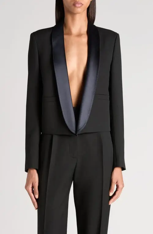 TOM FORD Wool Grain De Poudre Crop Tuxedo Jacket