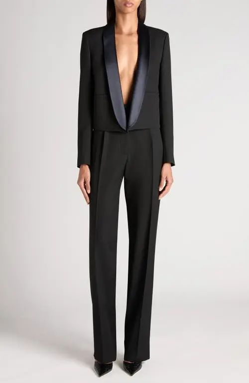TOM FORD Wool Grain De Poudre Crop Tuxedo Jacket