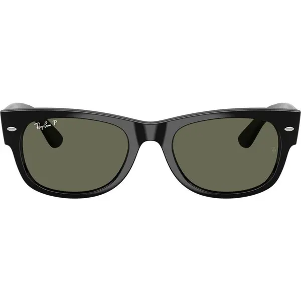 Ray-ban Mega Wayfarer 55mm Polarized Square Sunglasses - Black/green Polar