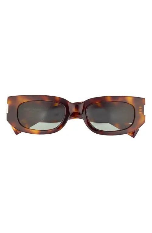 Saint Laurent 51mm Rectangular Sunglasses - Havana Havana Green