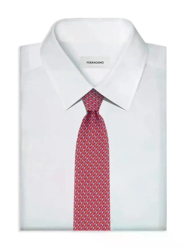 FERRAGAMO Silk Equestrian Print Neck Tie