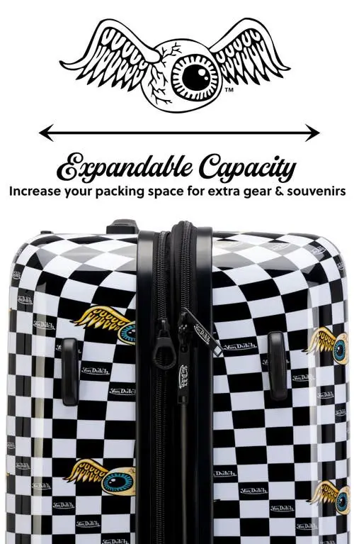 VON DUTCH Expandable Hardside Spinner Carry-on Suitcase