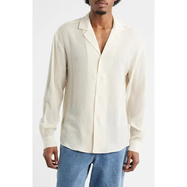 KROST Rippled Long Sleeve Camp Shirt - Egret