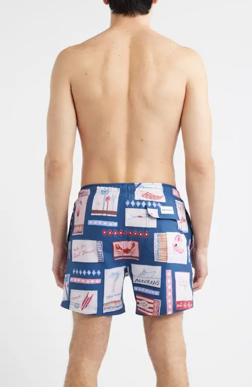 MAVRANS Match Box Printed Swim Trunks