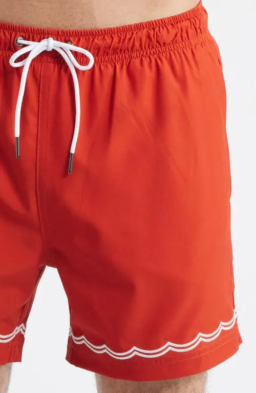 MAVRANS Embroidered Swim Trunks - Red