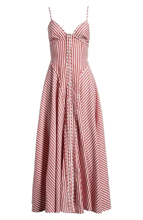 Saylor Arabella Stripe Midi Dress - Red/white