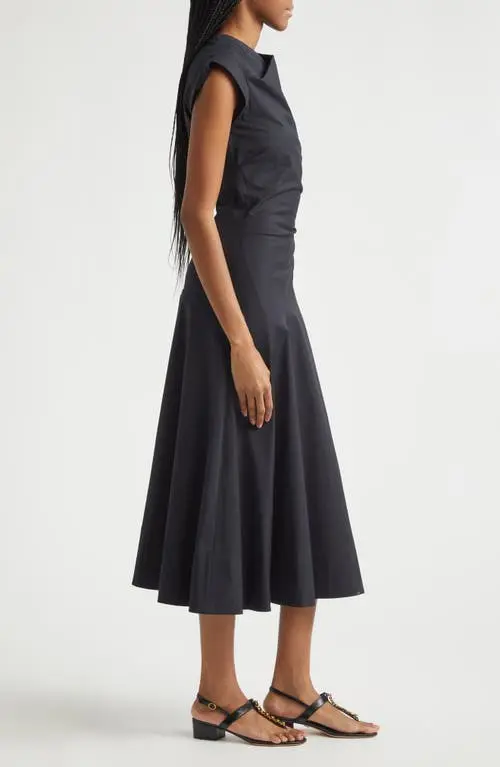 Veronica Beard Lisette Stretch Cotton Midi Dress - Black