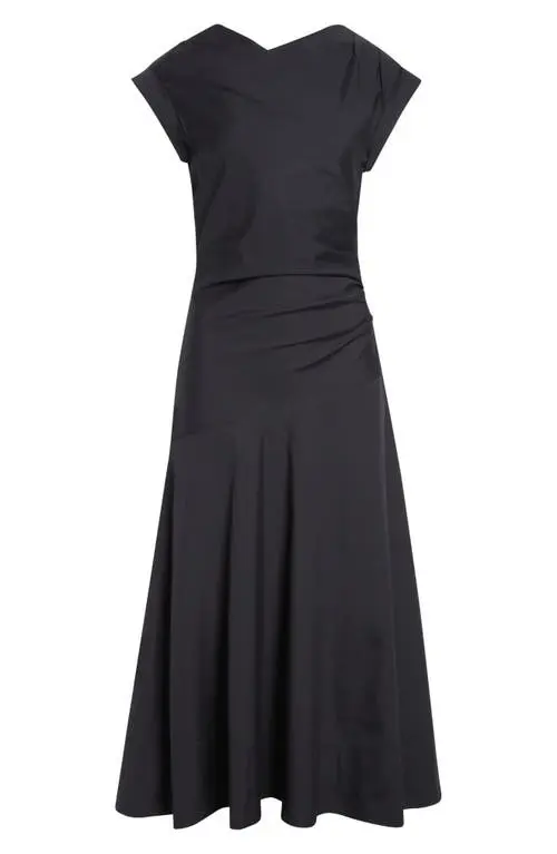 Veronica Beard Lisette Stretch Cotton Midi Dress - Black