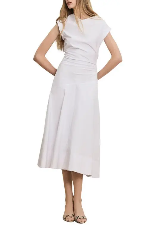 Veronica Beard Lisette Stretch Cotton Midi Dress - White