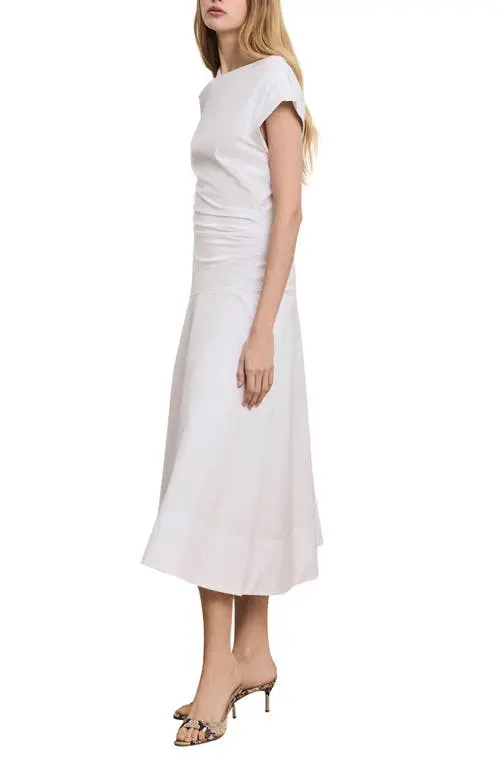 Veronica Beard Lisette Stretch Cotton Midi Dress - White