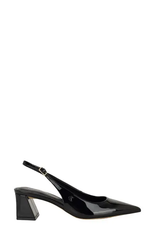 Calvin Klein Sarra Slingback Pointed Toe Pump - Black Patent