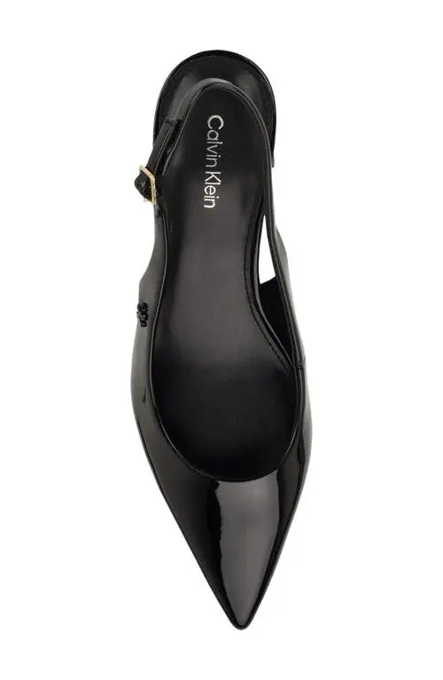 Calvin Klein Sarra Slingback Pointed Toe Pump - Black Patent