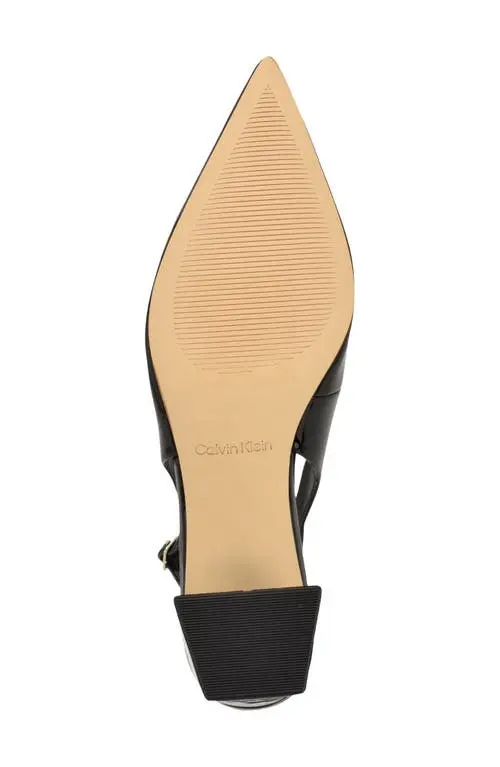 Calvin Klein Sarra Slingback Pointed Toe Pump - Black Patent