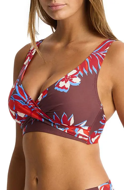SEA LEVEL Cross Front Multifit Bikini Top - Chocolate