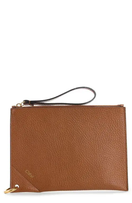Chloé Spin Leather Wristlet Pouch - Clay Brown