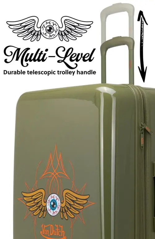 VON DUTCH Kustom Kulture 3-piece Hardside Spinner Luggage Set - Olive Eyeflight