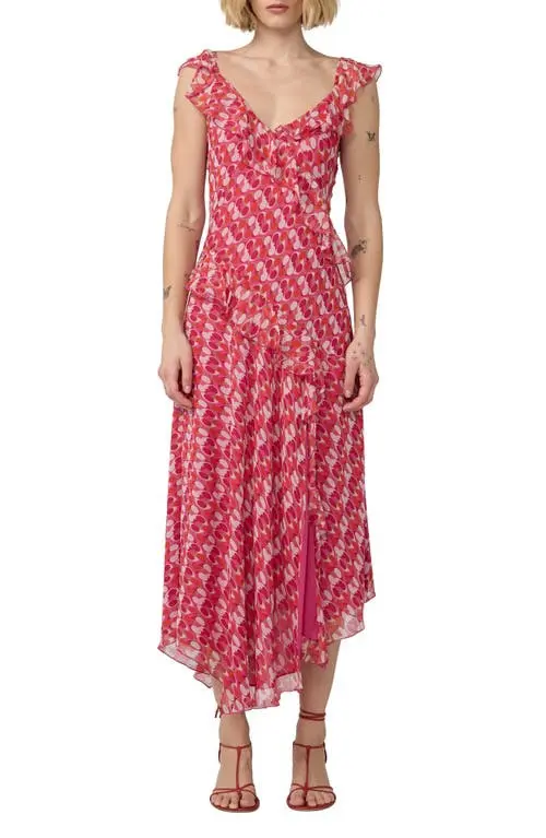 Diane Von Furstenberg Sloane Ruffle Trim Midi Dress