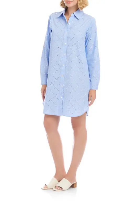 Karen Kane Embellished Long Sleeve Cotton Shirtdress
