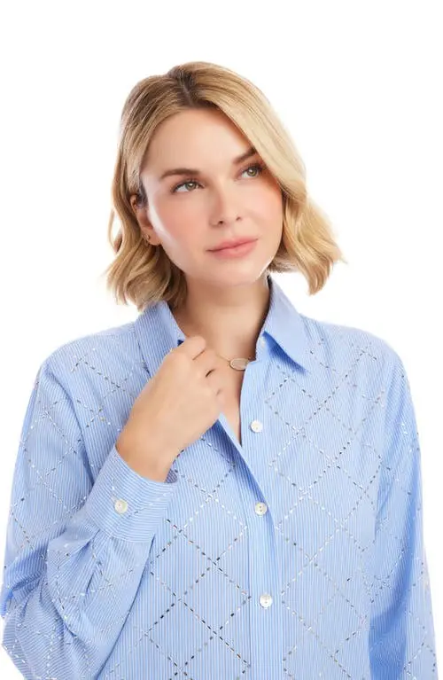 Karen Kane Embellished Long Sleeve Cotton Shirtdress