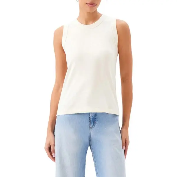 Karen Kane Crewneck Rib Tank - Cream