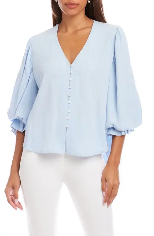Karen Kane Linen-blend Button-up Top