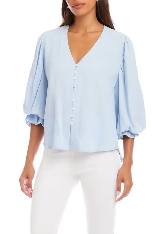 Karen Kane Linen-blend Button-up Top