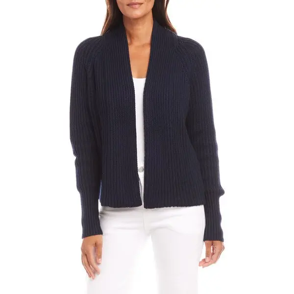 Karen Kane Rib Crop Cardigan - Navy