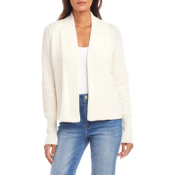 Karen Kane Rib Crop Cardigan - Off White