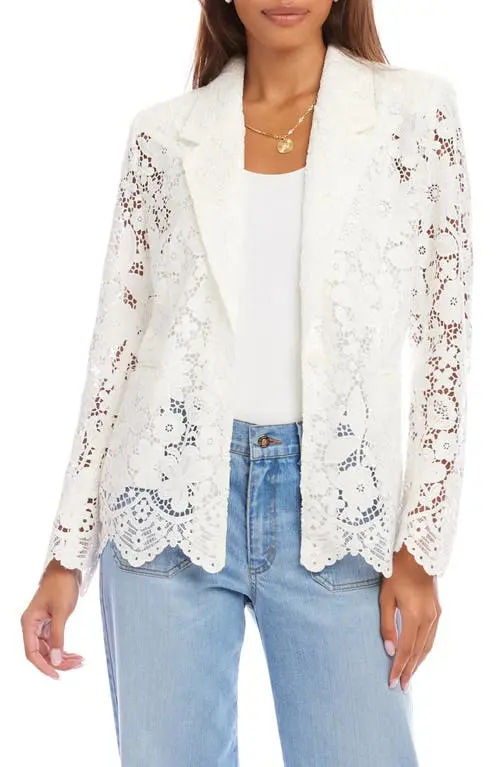 Karen Kane Scallop Trim Lace Blazer - Off White