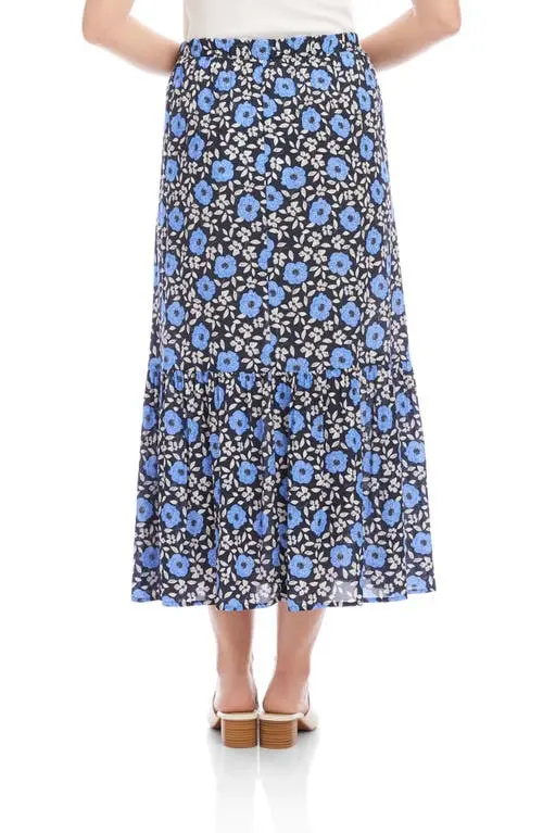 Karen Kane Tiered Midi Skirt With Front Slit
