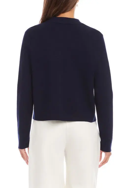 Karen Kane Collared Sweater Jacket - Navy