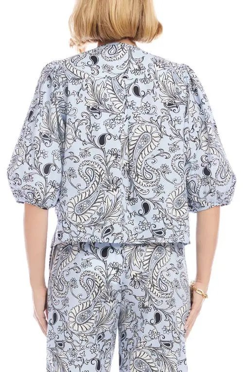 Karen Kane Puff Sleeve Button-up Top