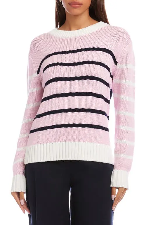 Karen Kane Striped Crewneck Sweater - Pink Multi