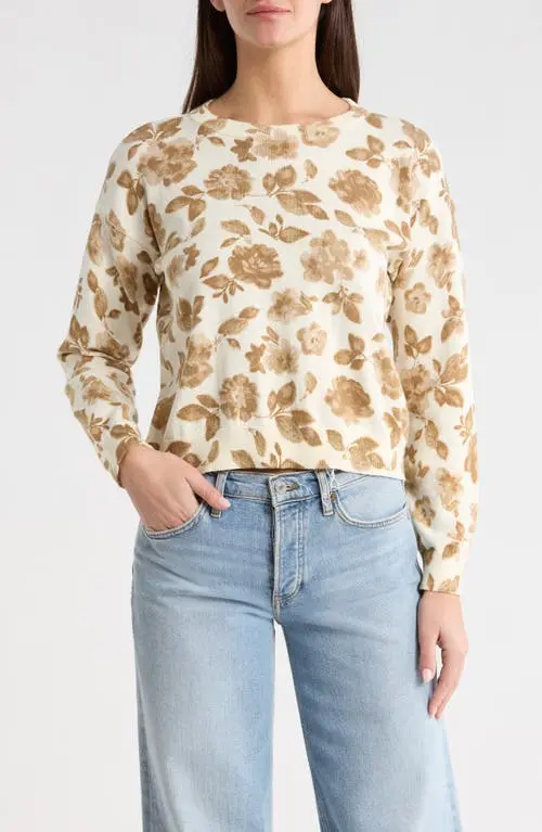 Vince Camuto Floral Cotton Crewneck Sweater