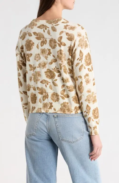 Vince Camuto Floral Cotton Crewneck Sweater
